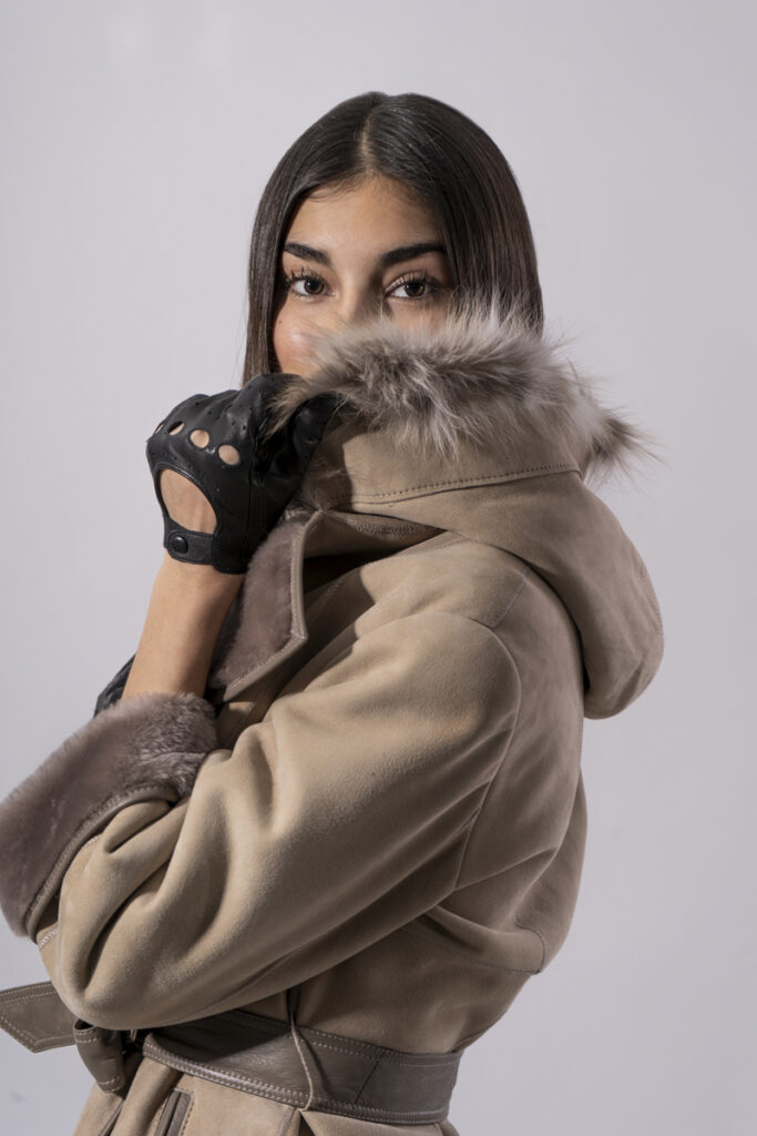 Abrigo rombos de visón multicolor - Peletería Gabriel